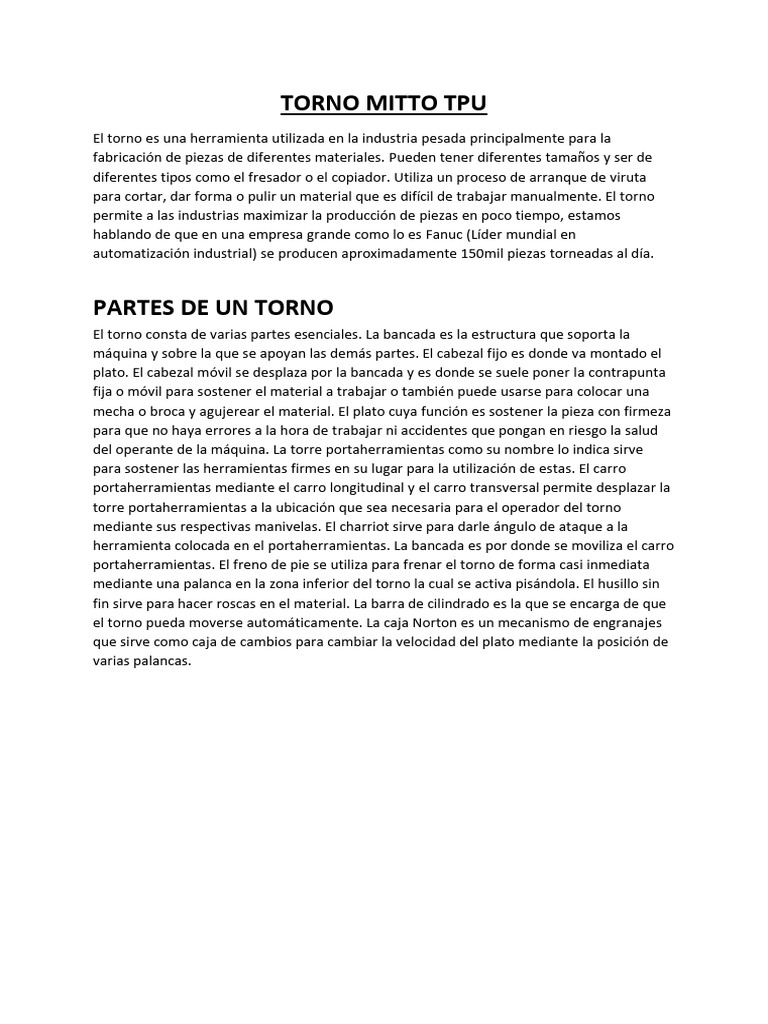 Actividad Nro 1 Torno Mitto Tpu | PDF
