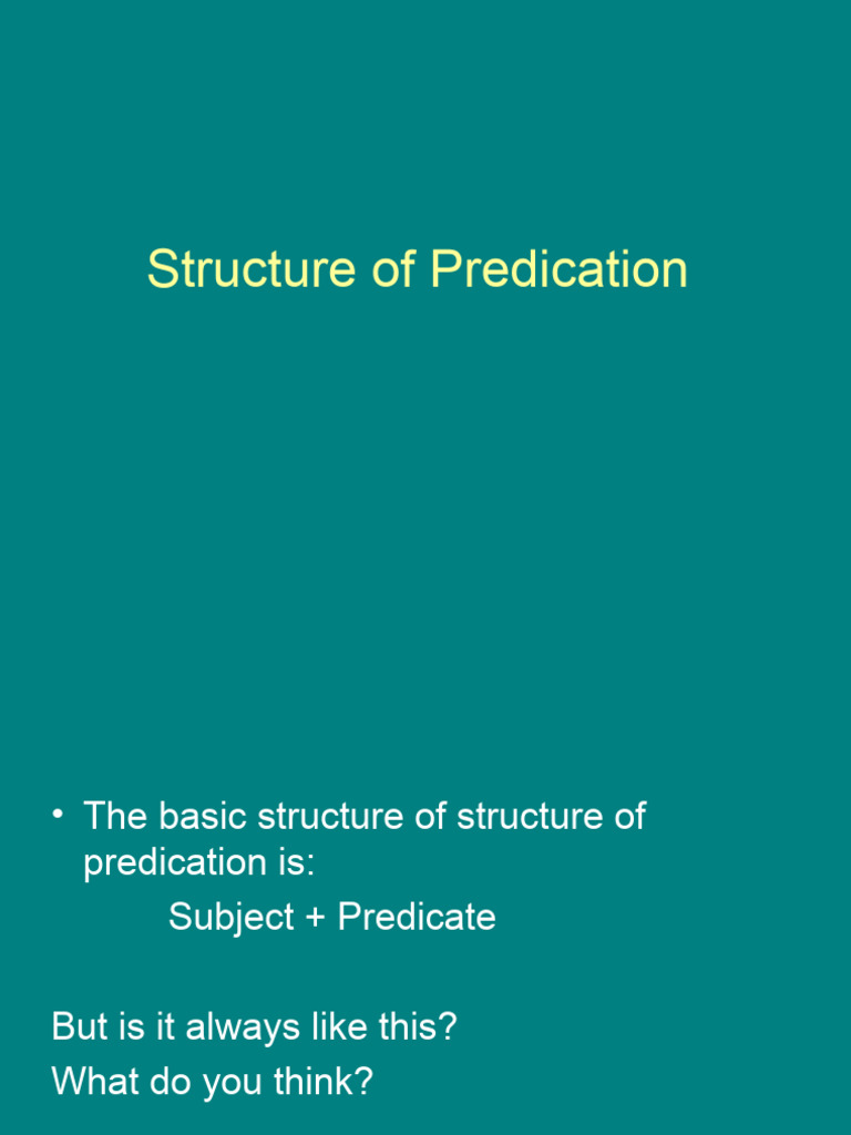 Structure of Predication - Complementation - Coordination | PDF | Verb ...