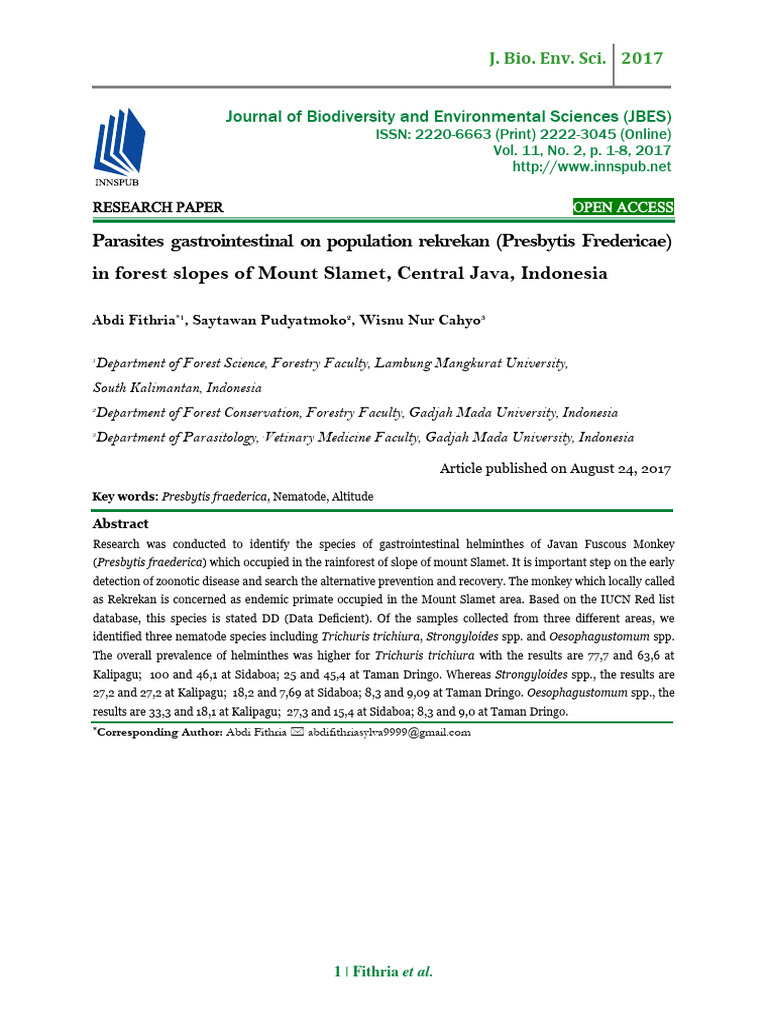 18-12017 PARASITES GASTROINTESTINAL JBES-Vol-11-No-2-p-1-8. ABDI DKKPDF ...