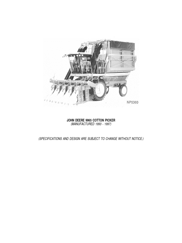 9965 Cotton Picker Introduction | PDF | Screw | Engines