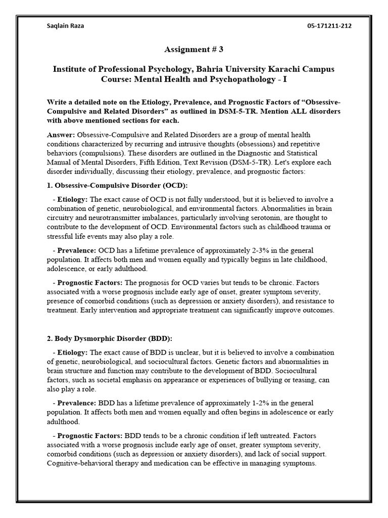 Assignment - 3 07062023 123055pm | PDF | Obsessive–Compulsive Disorder ...