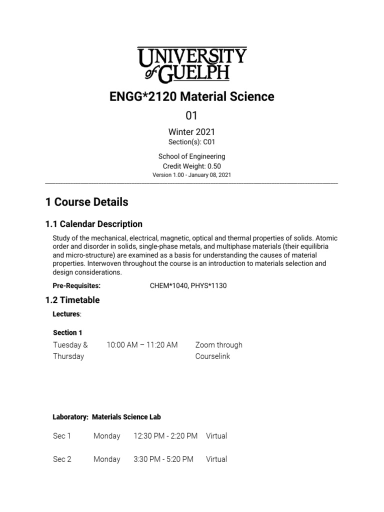 ENGG 2120 Material Science: 1 Course Details | PDF | Strength Of Materials | Deformation ...