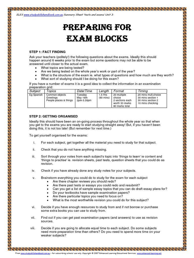 exam block preparation | PDF | Cognition