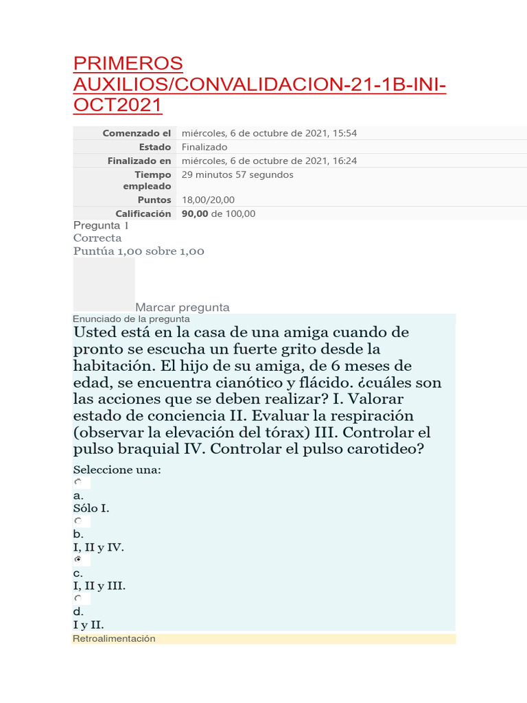 Convalidacion PRIMEROS AUXILIOS | PDF | Reanimación cardiopulmonar | Medicina CLINICA