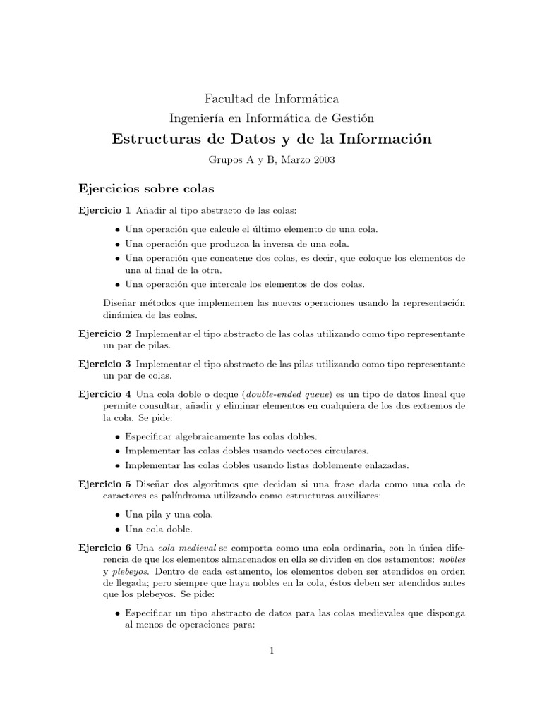 Colas | PDF | Cola (tipo de datos abstractos) | Programación de ...