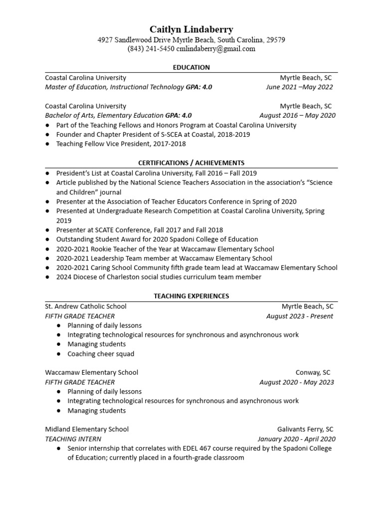 updated resume | PDF | Teachers | Lesson Plan