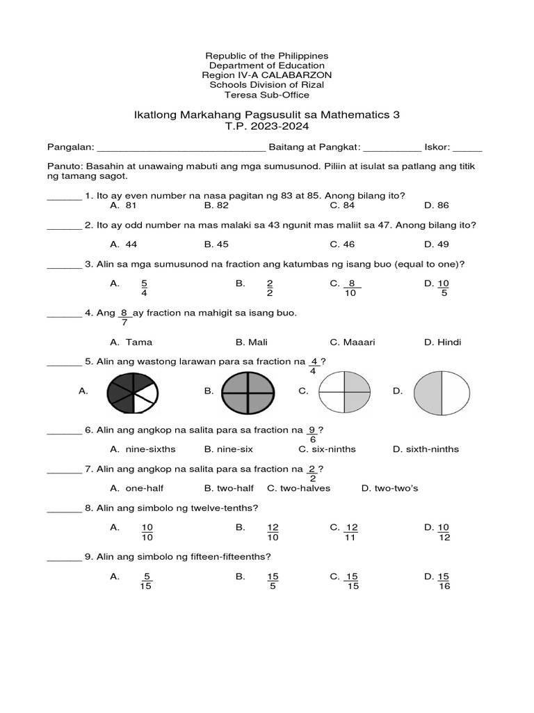 Third-Quarter-Math-3 | PDF