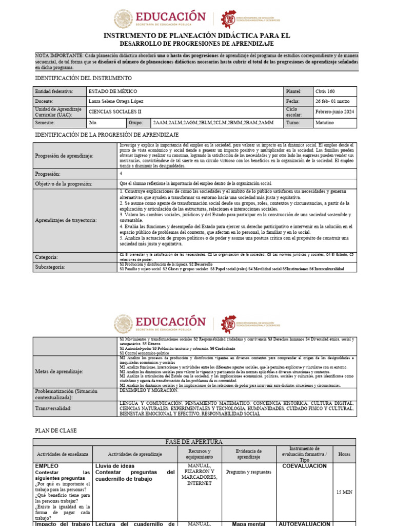 Progresion4 CSII ACTUALIZADA | PDF | Sociedad | Aprendizaje