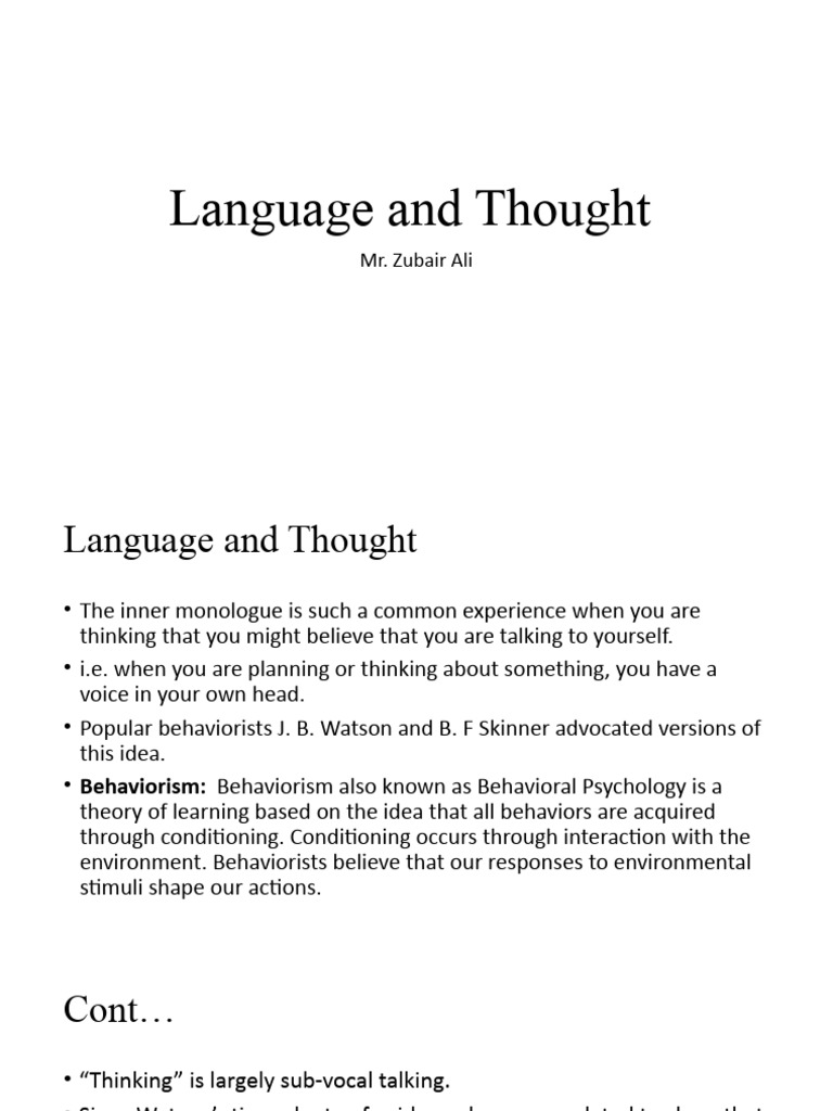 Language's Impact on Thought Processes | PDF | Thought | Behaviorism