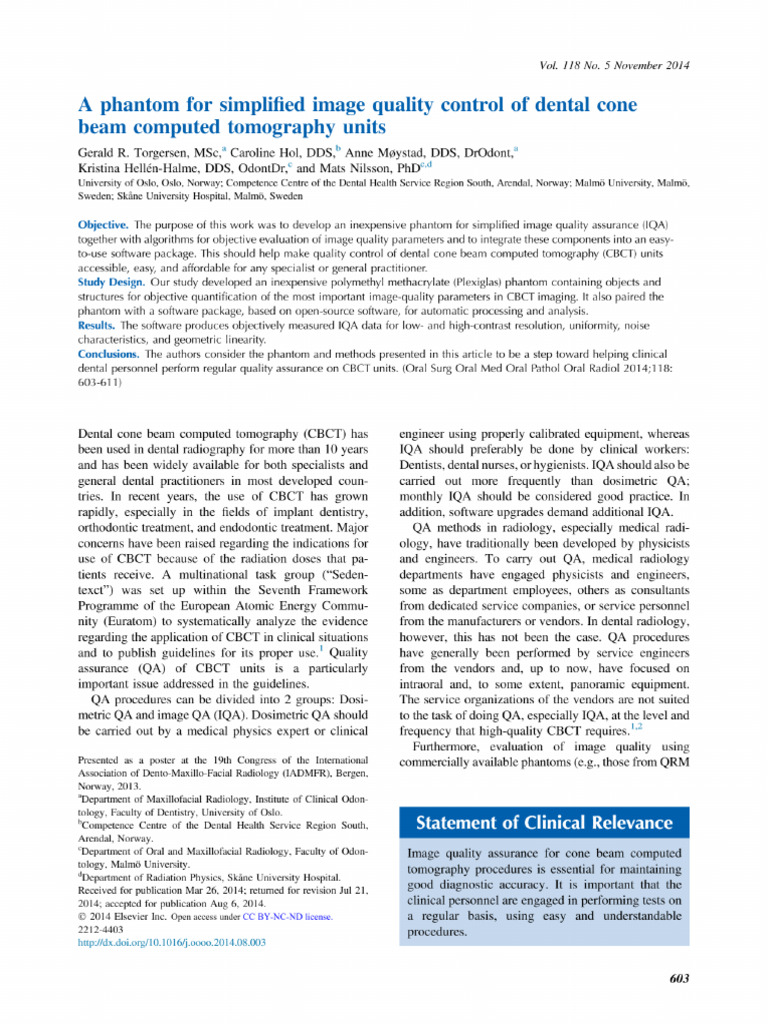 A phantom for simplified image quality control of dental cone beam ... A phantom for simplified image quality control of dental cone beam ...