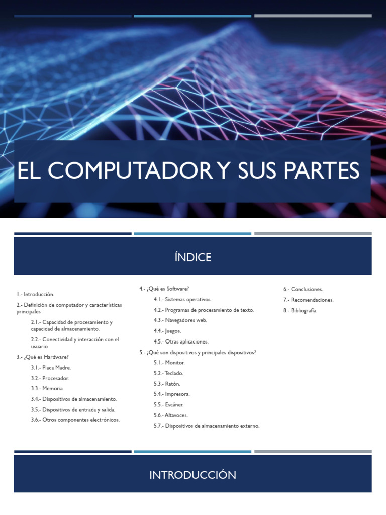El Computador y Sus Partes | PDF | Hardware de la computadora | Periférico