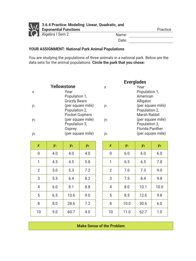 3.6.4 Practice - Modeling - Linear, Quadratic, and Exponential ...