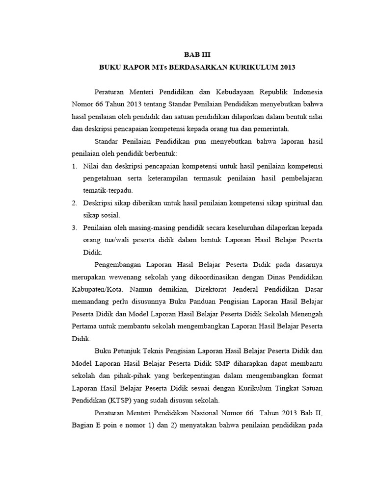 Model Rapor MTs | PDF