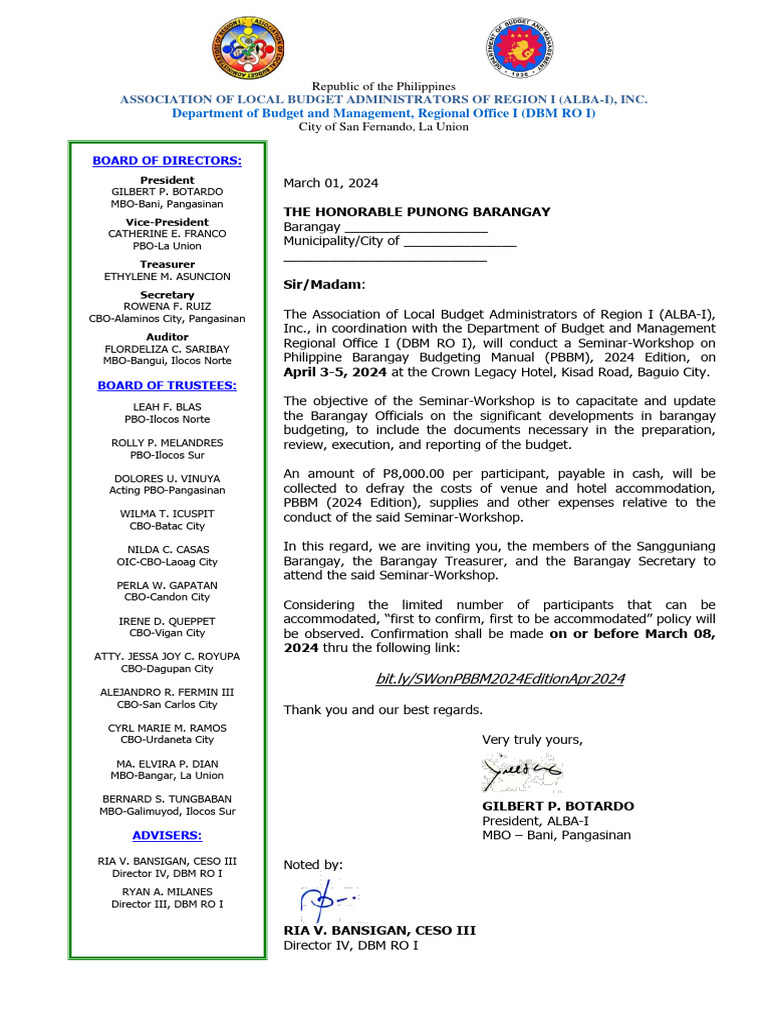 ALBA-Letter-to-PB-PBBM-2024-Edition-March-11-13-2024-1 | PDF ...