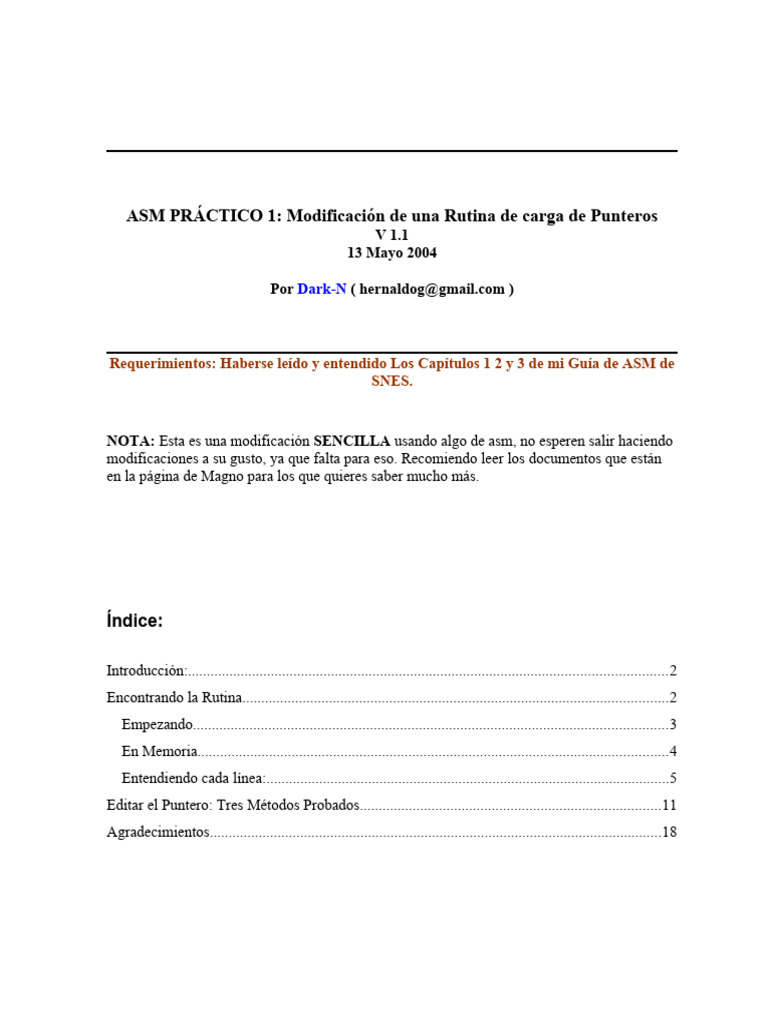 ASM SNES Practico1 v1.1 | PDF | Puntero (Programación de computadora) | Poco