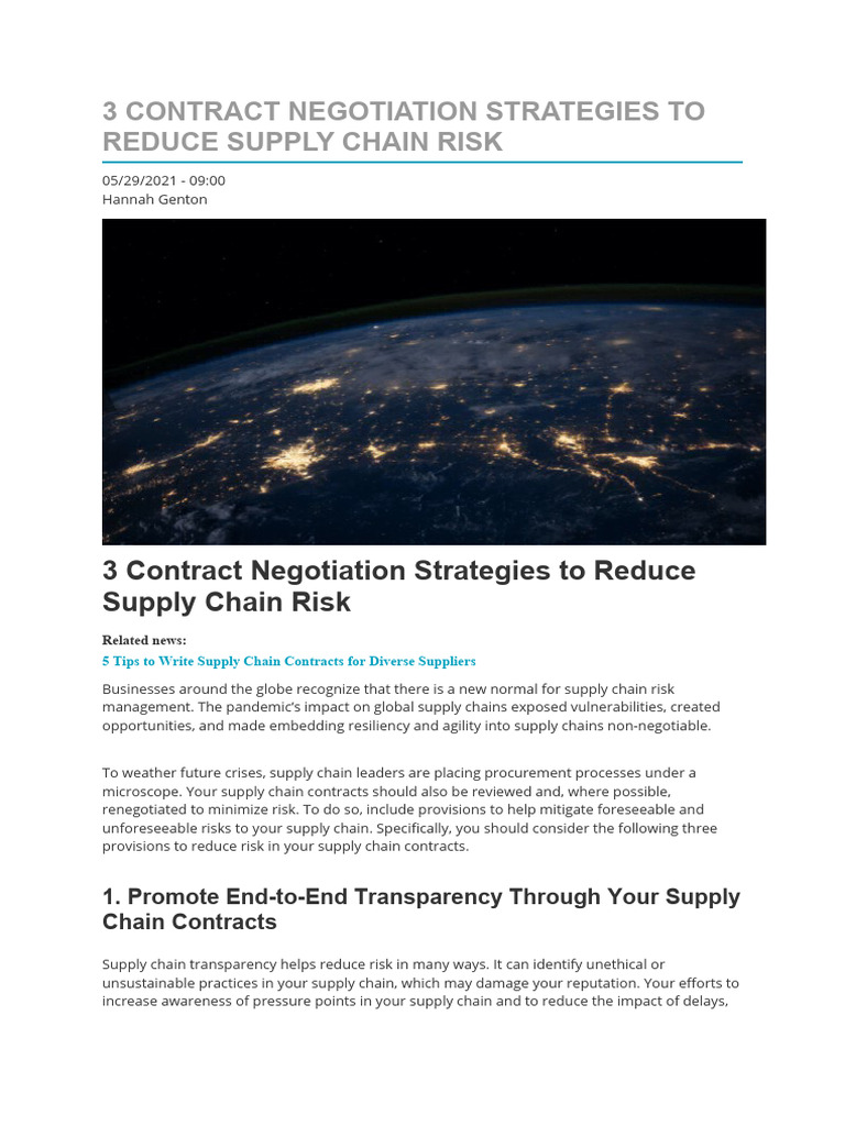 Lo8 3 Contract Negotiation Strategies To Reduce Supply Chain Risk ...