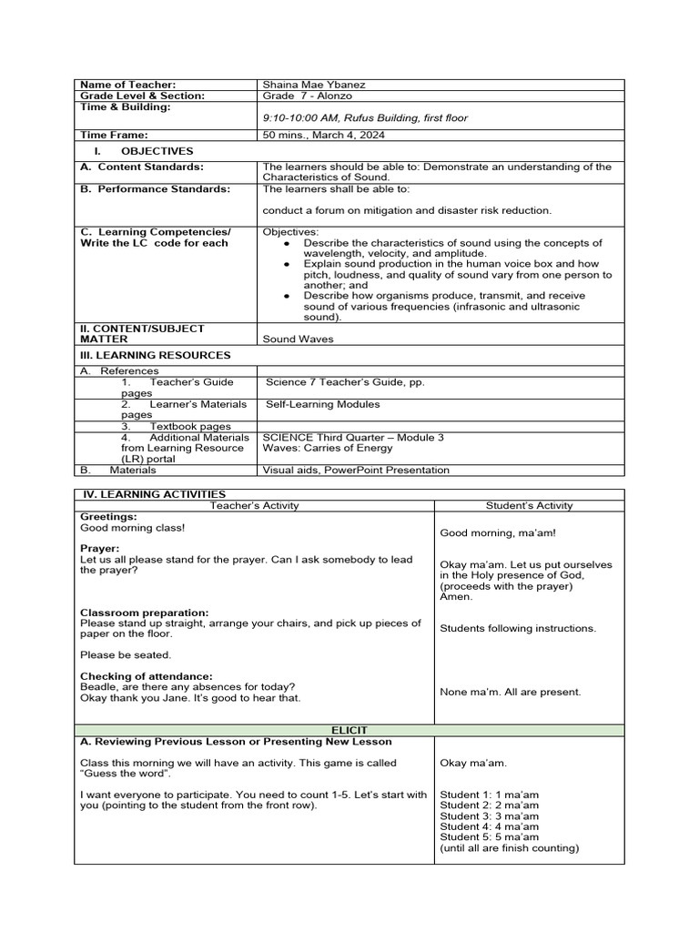 DLP - SMYModule 3 Lesson 2 | PDF | Sound | Frequency