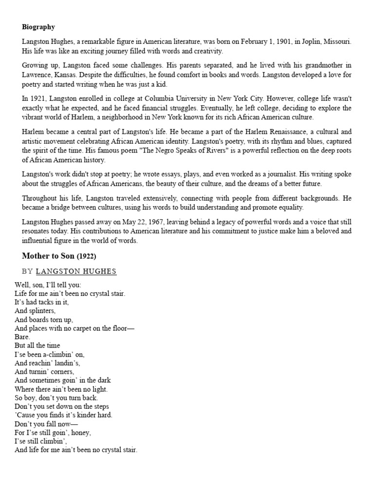 Langston Hughes-1 | PDF | Harlem Renaissance