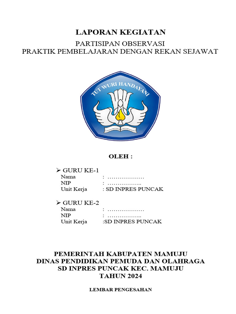 CONTOH LAPORAN OBSERVASI PRAKTIK PEMBELAJARAN DENGAN REKAN SEJAWAT | PDF