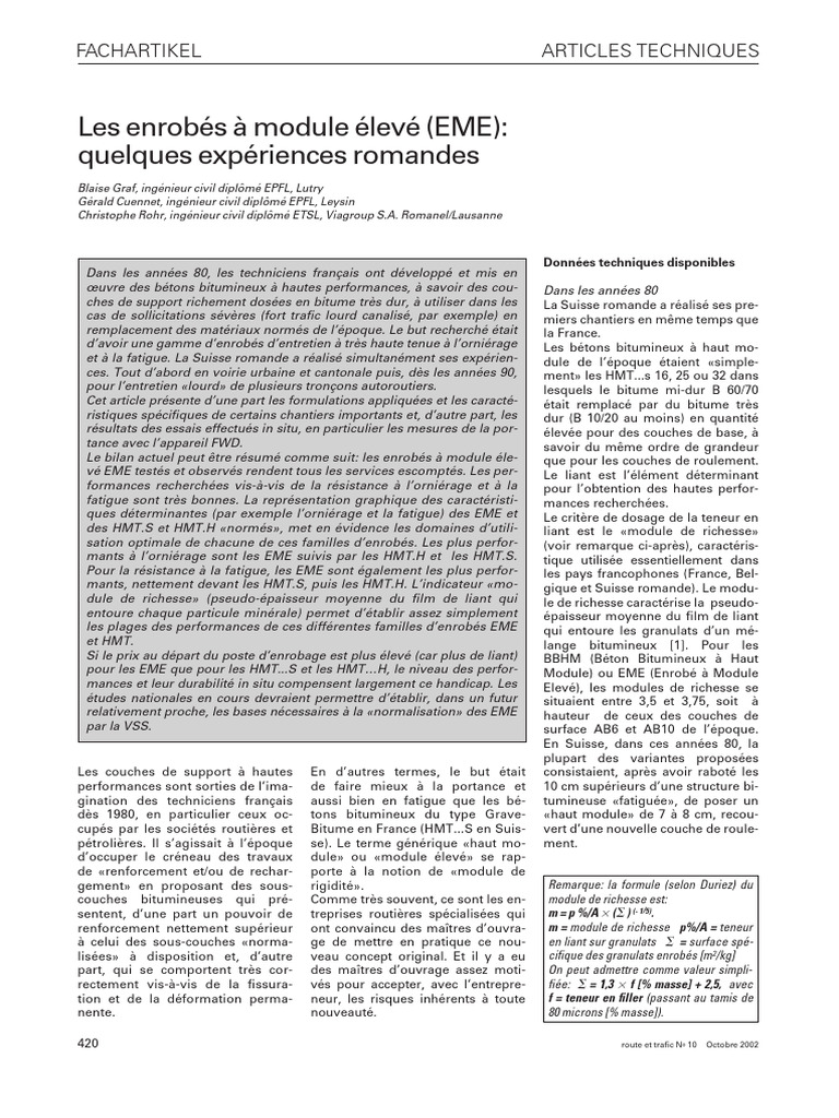 Enrobés à Module Élevé : Performances et Applications | PDF | Fatigue ...
