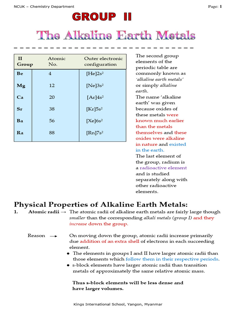 Group II Elements - NCUK | Download Free PDF | Hydroxide | Ion