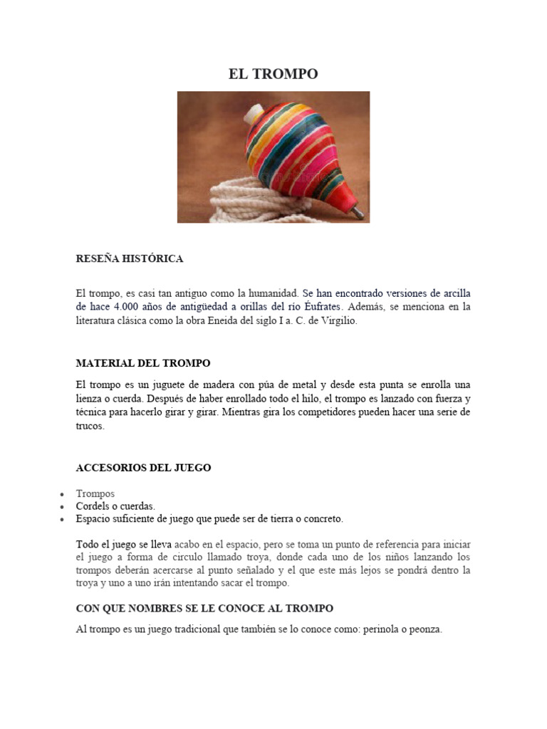 Historia y juego del trompo tradicional | PDF | Arte | Libros para ...