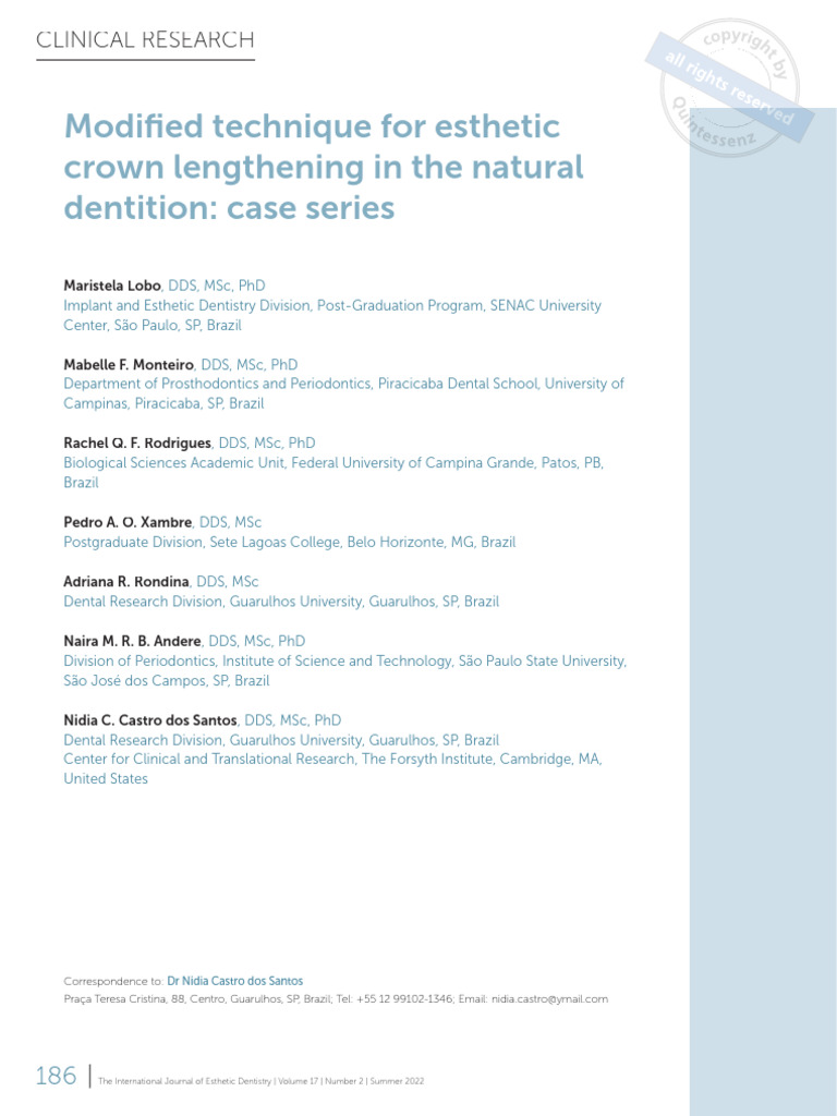 Modified Technique for Esthetic Crown Lengthening in the Natural ...