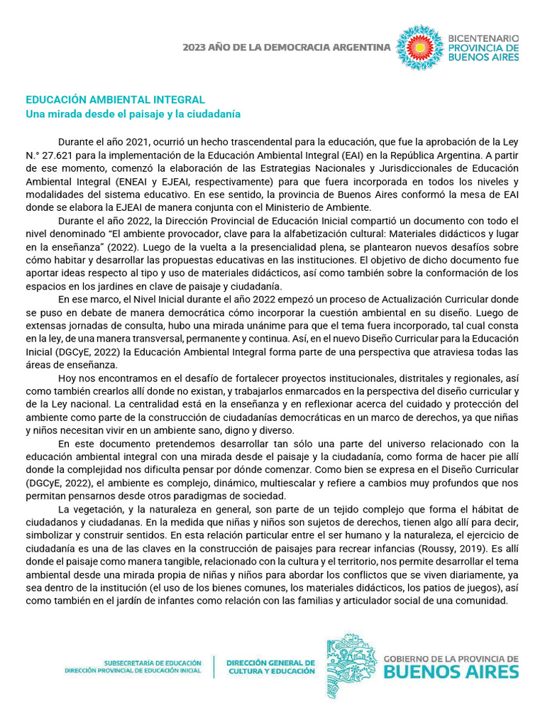 Circular Educación Ambiental Integral Una Mirada Desde El Paisaje y La ...