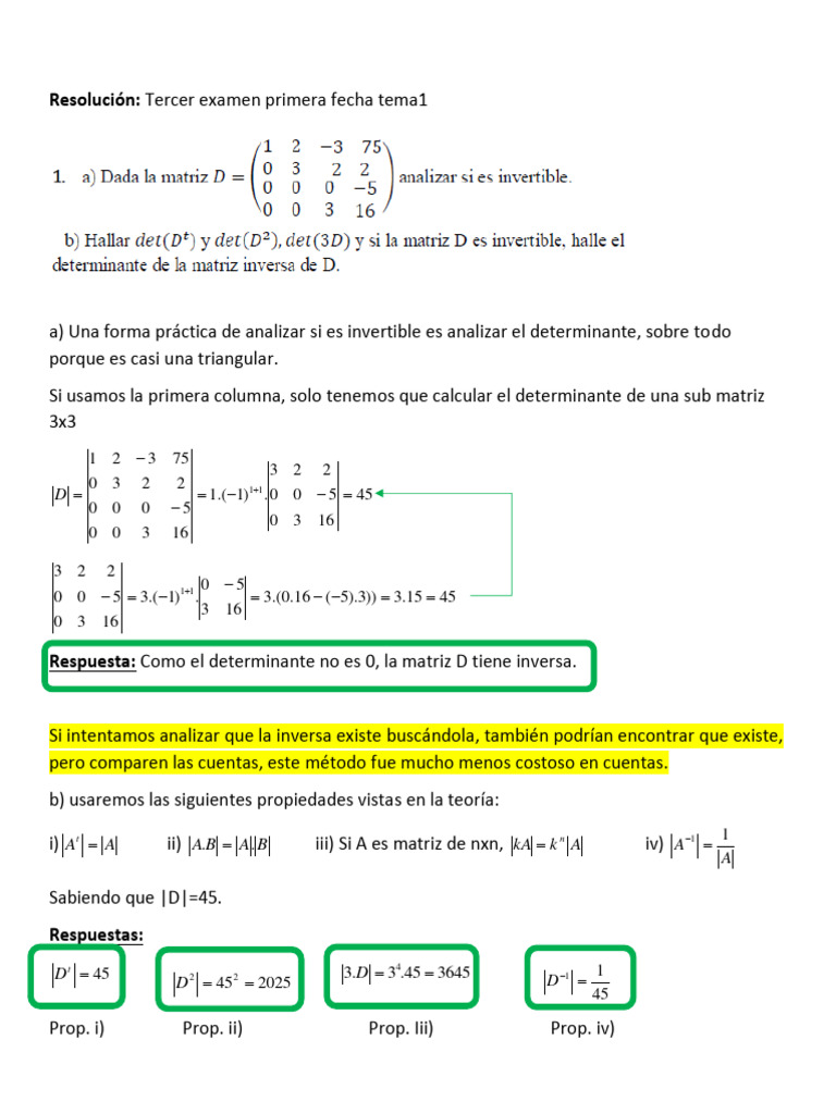 2do Parcial Álgebra Cibex (Con Resolución) | PDF | Determinante | Matriz (Matemáticas)