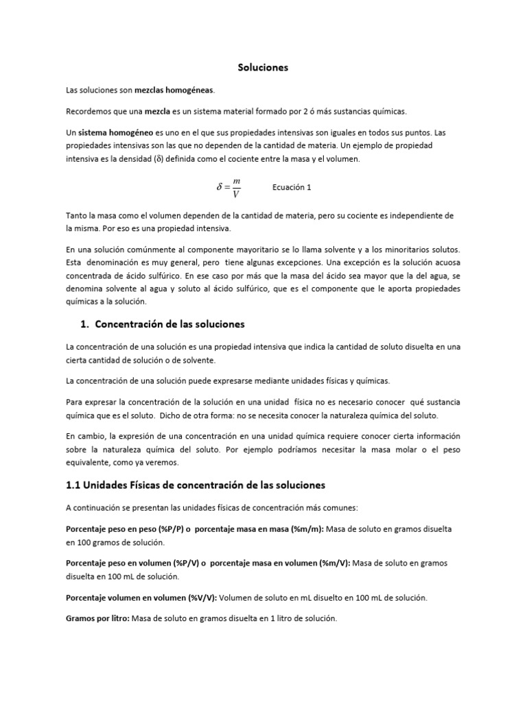Guia de Soluciones. | PDF | Concentración | Química