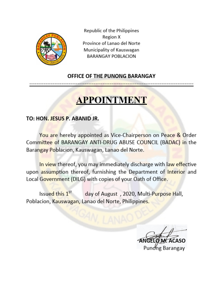 Badac Appointment | PDF | Governance | Government Institutions