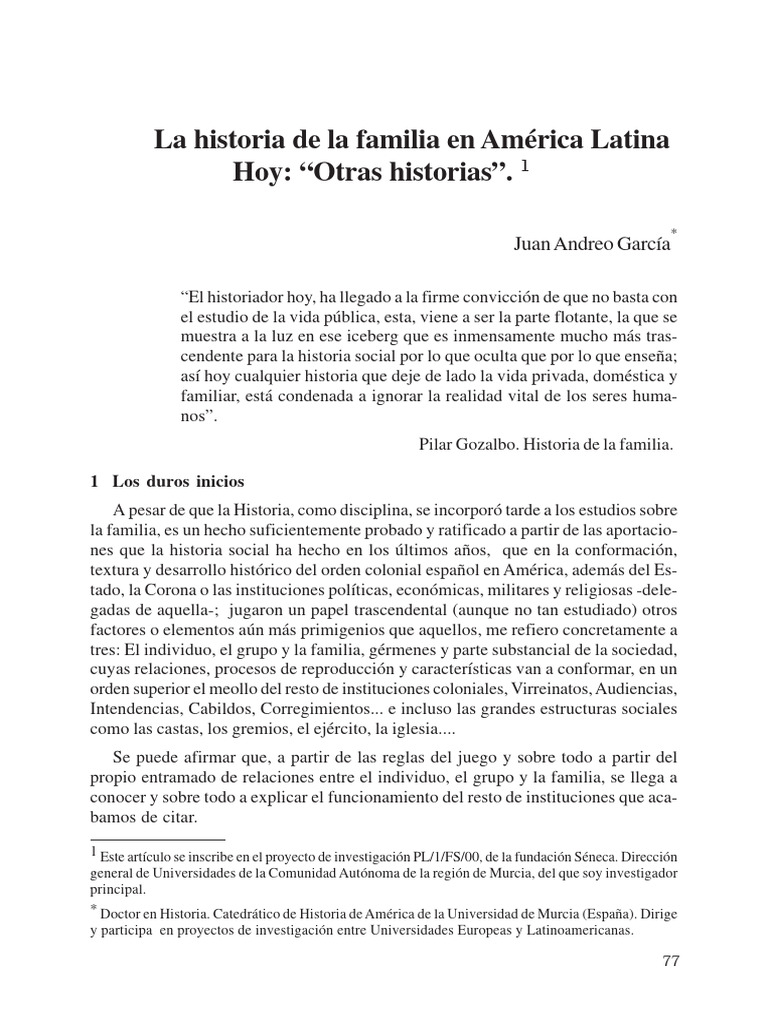 Historia de la familia en América Latina | PDF | America latina | Familia