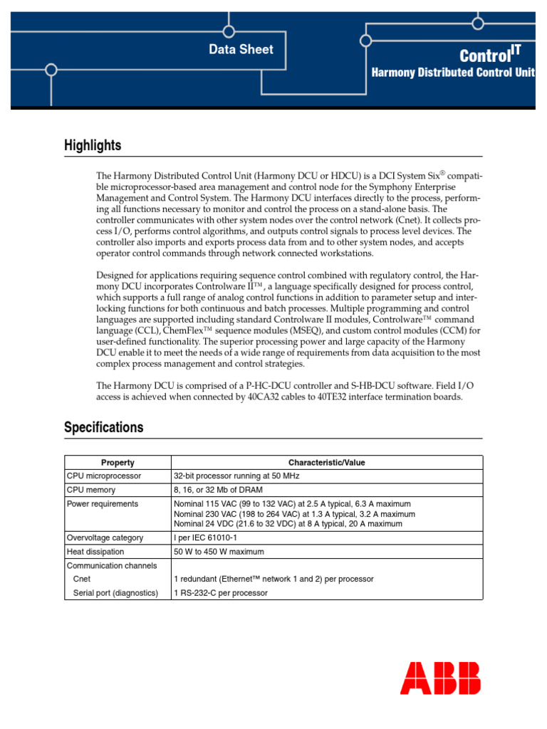 WFPEEUD230002C1 - en Harmony Distributed Control Unit (System Six) Data Sheet | PDF | Amplifier ...