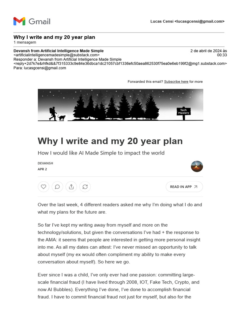 Artificial Intelligence Made Simple - Why I write and my 20 year plan | PDF | Artificial ...