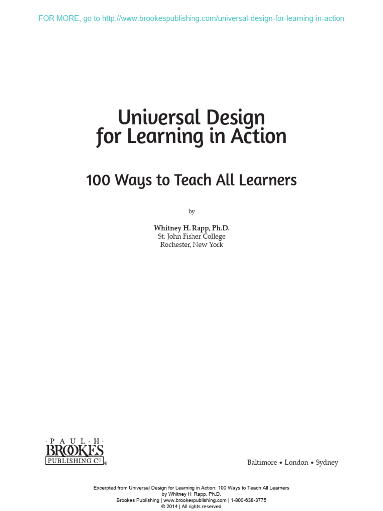 Rapp Universal Design For Learning Activity | PDF | Inclusion (Education) | Learning