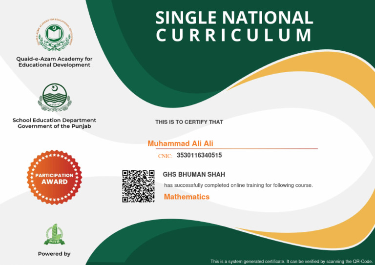 Mathematics Online Training Certificate | PDF
