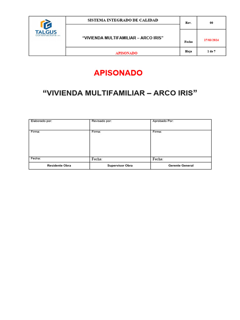Apisonado en Vivienda Multifamiliar | PDF | Tecnología