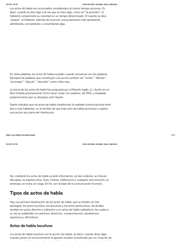 Actos de Habla - Concepto, Tipos y Ejemplos | Descargar gratis PDF ...