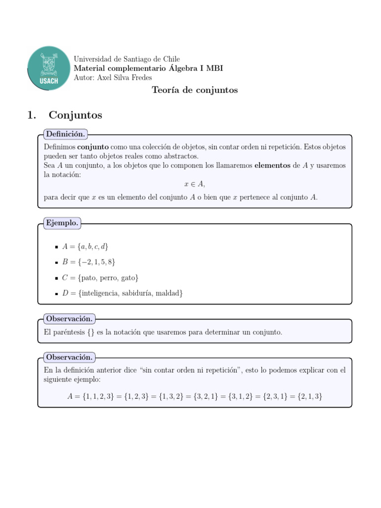 Teoría de Conjuntos en Álgebra I | PDF | Conjunto (Matemáticas ...