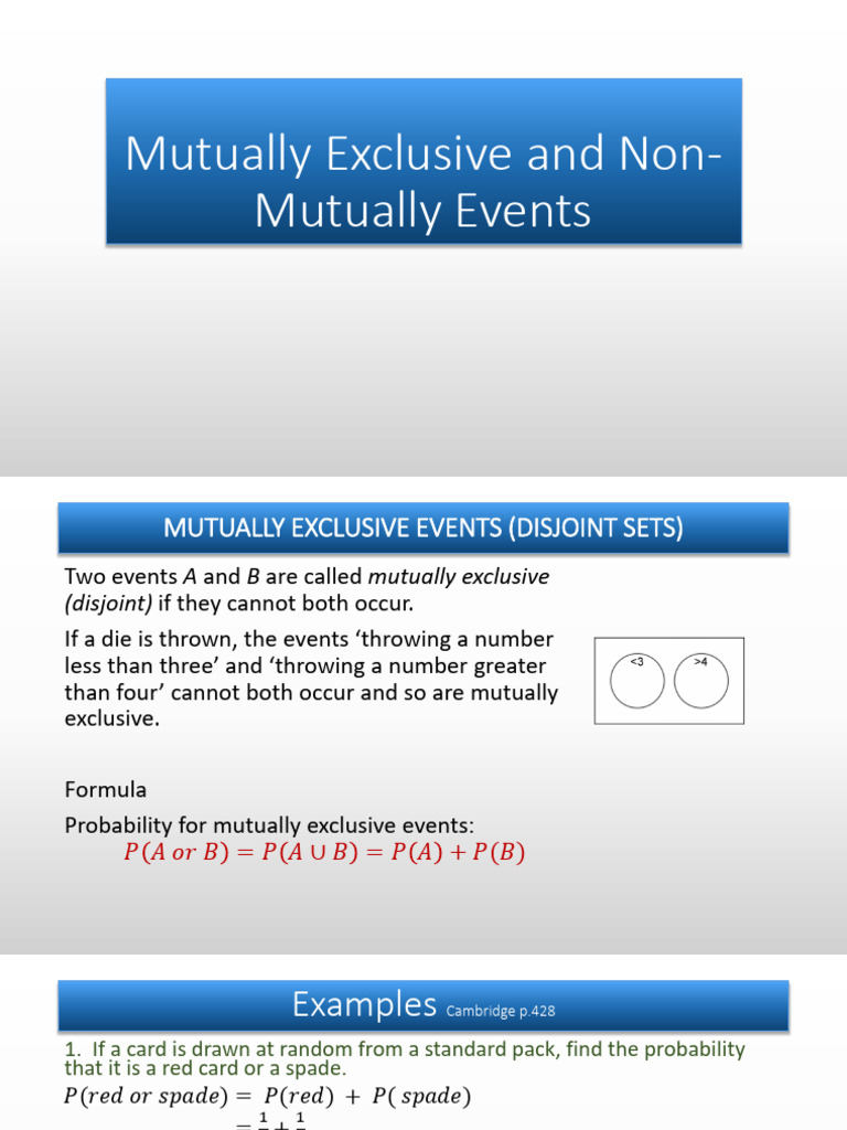 15 Mutually, Non-Mutually Exclusive Events | PDF