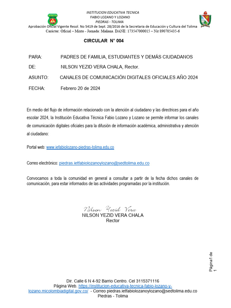 CIRCULAR N°4 Medios de comunicación | PDF
