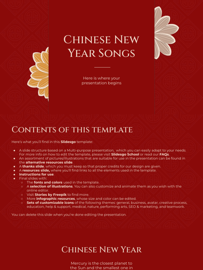 Chinese New Year Songs and Games | PDF | Planets | Mercury (Planet)