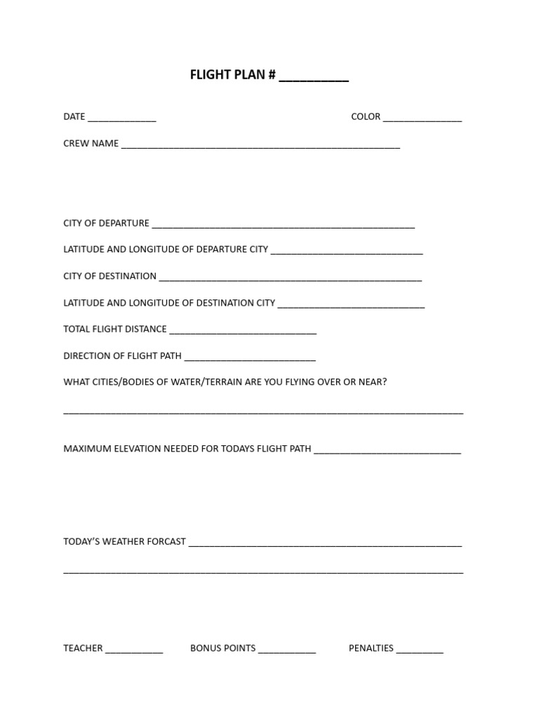 ASA Flight Planner Template | PDF | Business