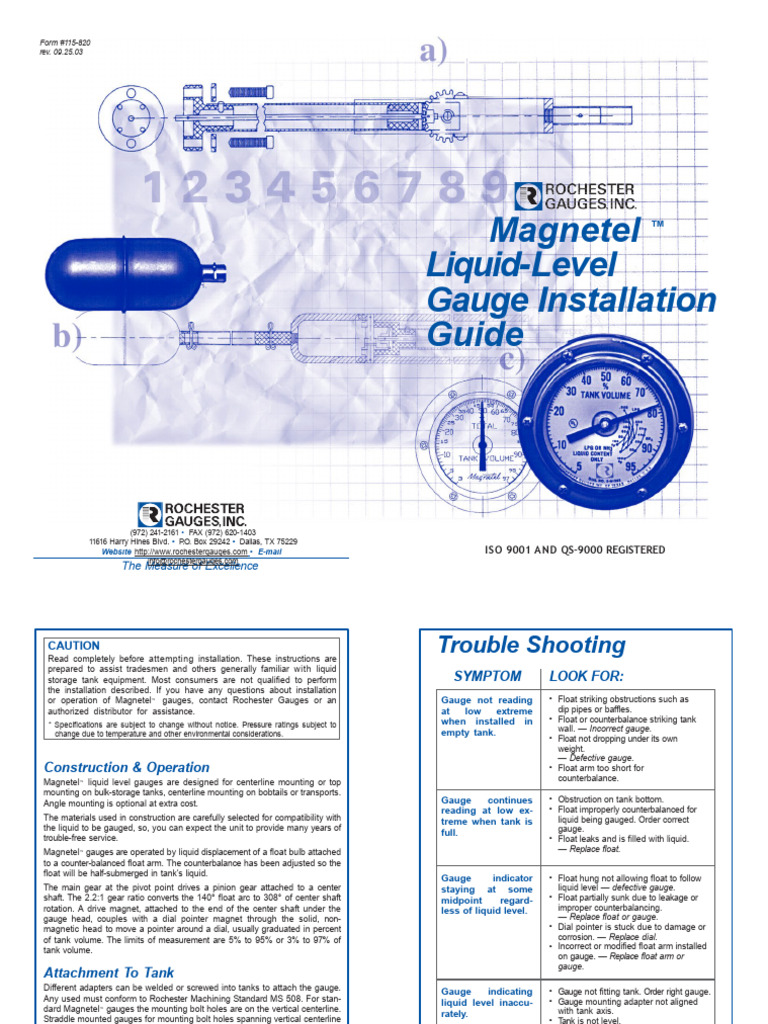 Magnetel Liquid Level Gauge Installation Guide | Download Free PDF ...