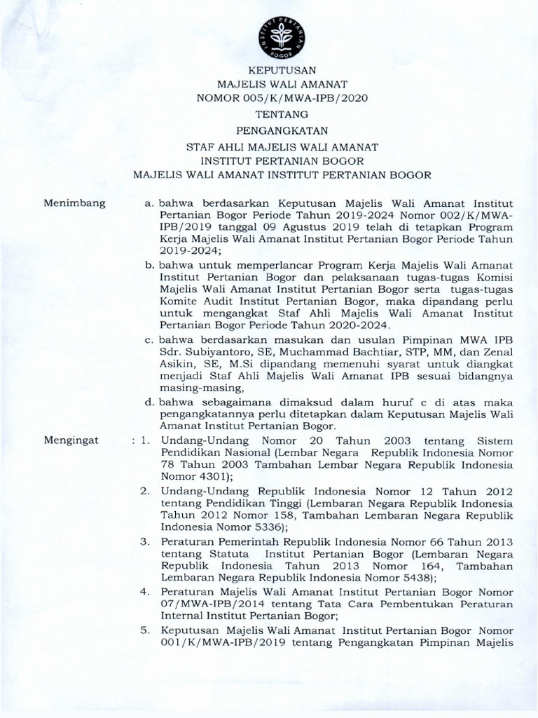 Keputusan MWA Nomor 005 Tahun 2020 | PDF