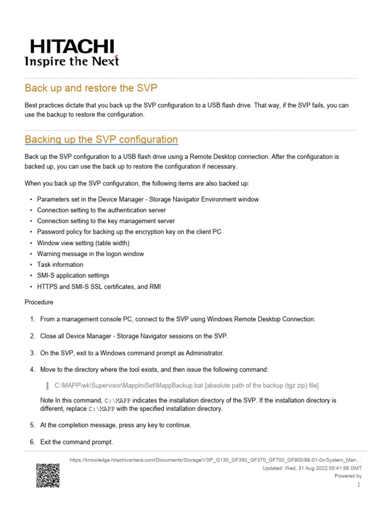 SVP Configuration Backup & Restore Guide | PDF | Remote Desktop ...