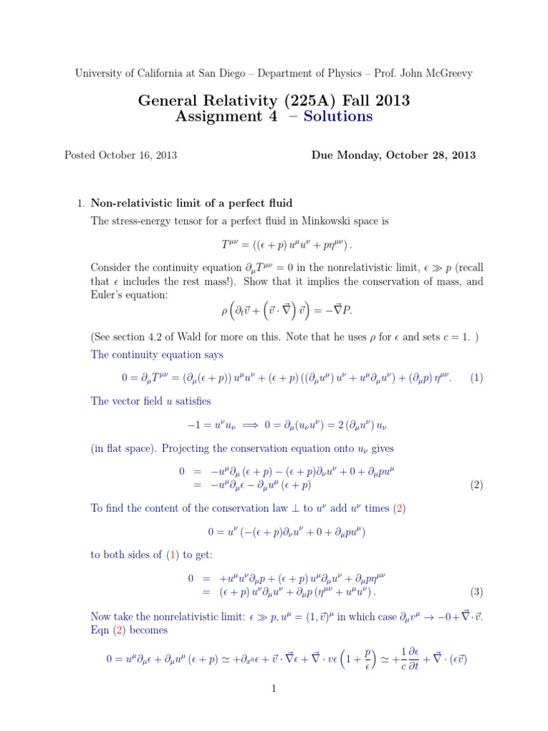 225A Pset04 Sol | PDF | Theoretical Physics | Theory Of Relativity