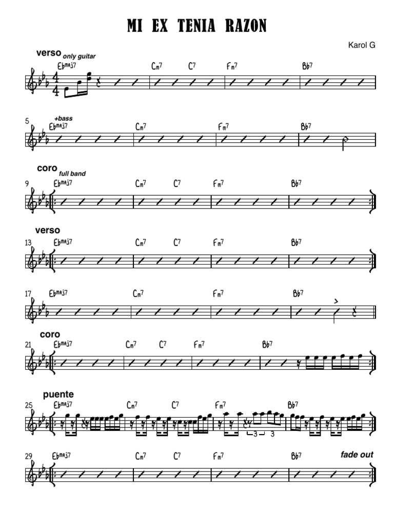 Karol G - MI EX TENIA RAZON - Full Score | PDF