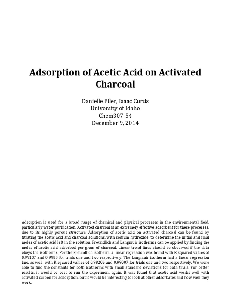 Adsorption Experiment | PDF | Adsorption | Condensed Matter Physics