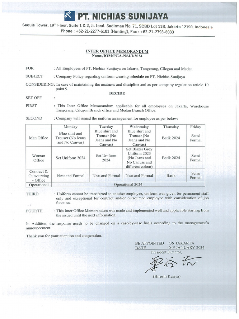 IOM Schedule Uniform 2024 | PDF